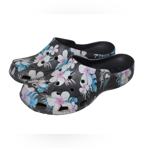 CROCS | Shoes | Crocs Black Freesail Clogs With Tropical Floral ...